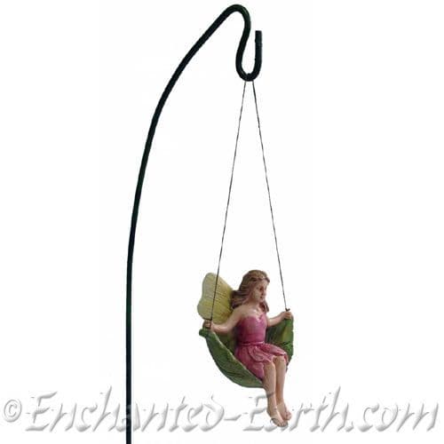 Woodland Knoll - Vintage Style - Fairy on a leaf swing.