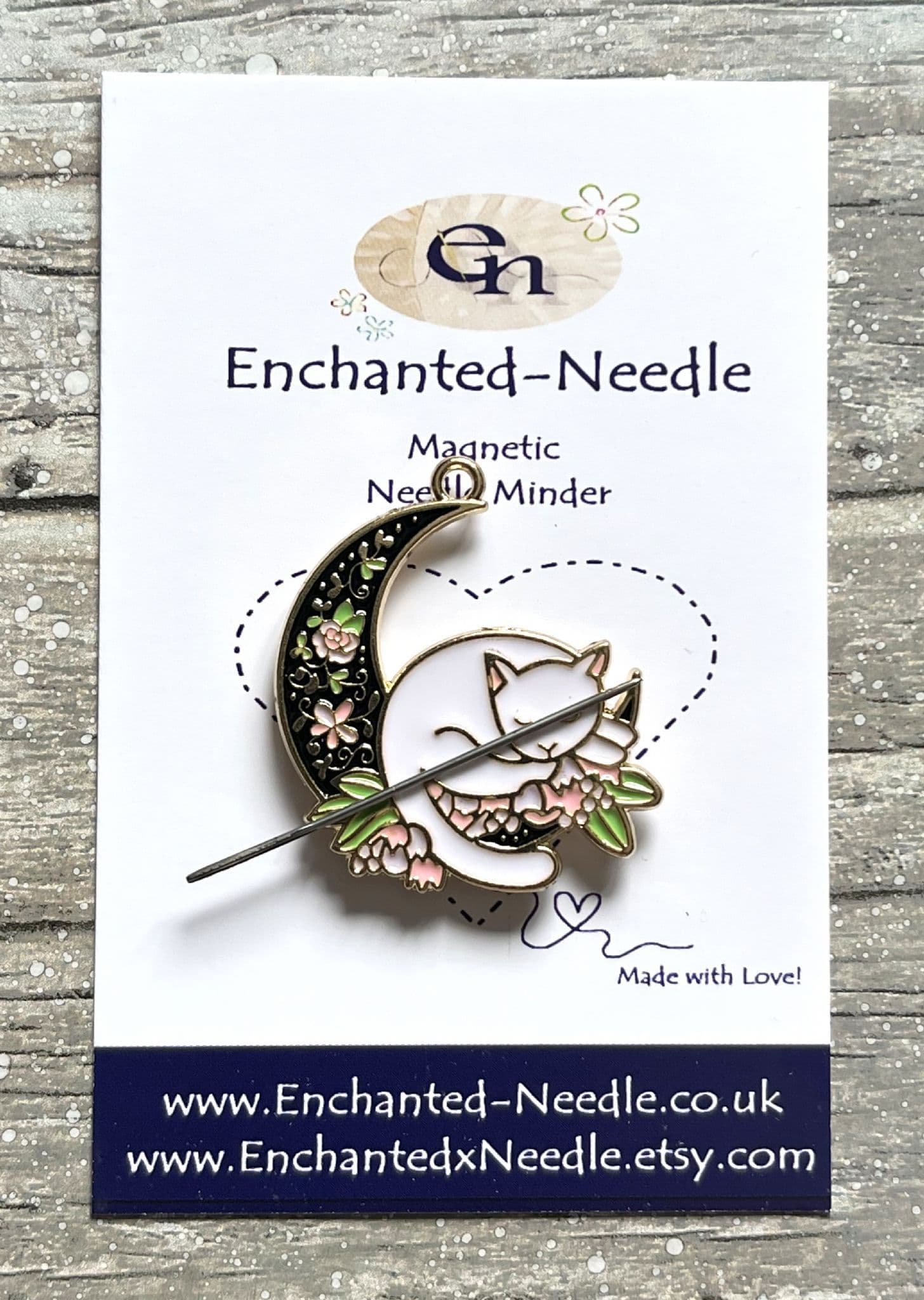 Floral Moon Cat Needle Minder