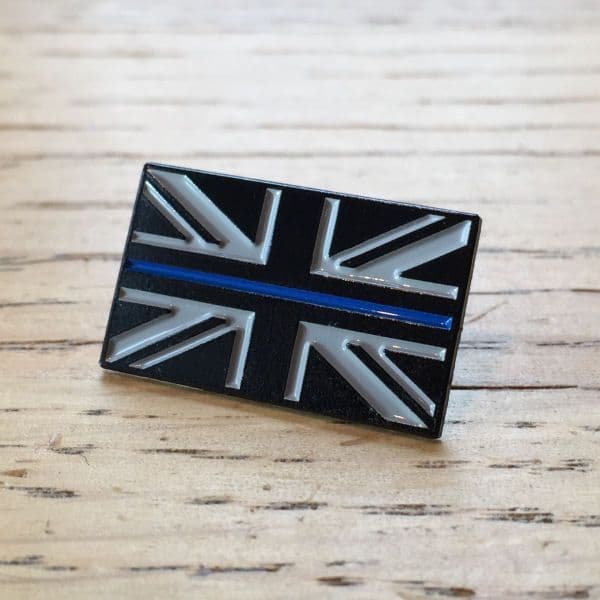 Thin Blue Line Union Flag Police Enamel Lapel Pin Badge TBL01,