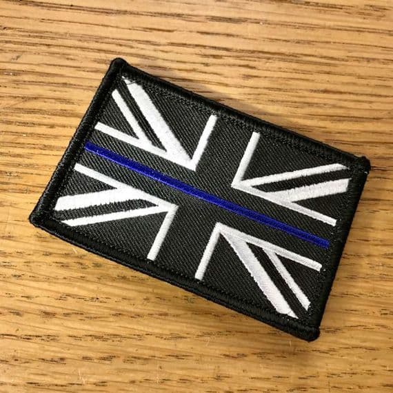 Thin Blue Line Union Jack Flag Tac Vest Badge TBL04 with Velcro,cops