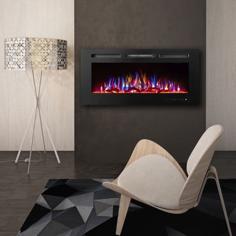 Luminis Black 50" WI-FI Insert Electric Fire 10 Colour LED Glass Wall ...