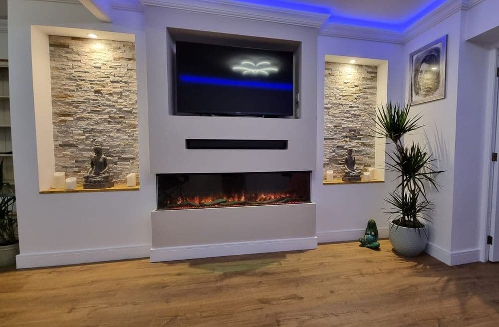 Luvelle 80" 3D Panoramic Full Glass 1-2-3-Sided Electric HD WIFI Fire ...