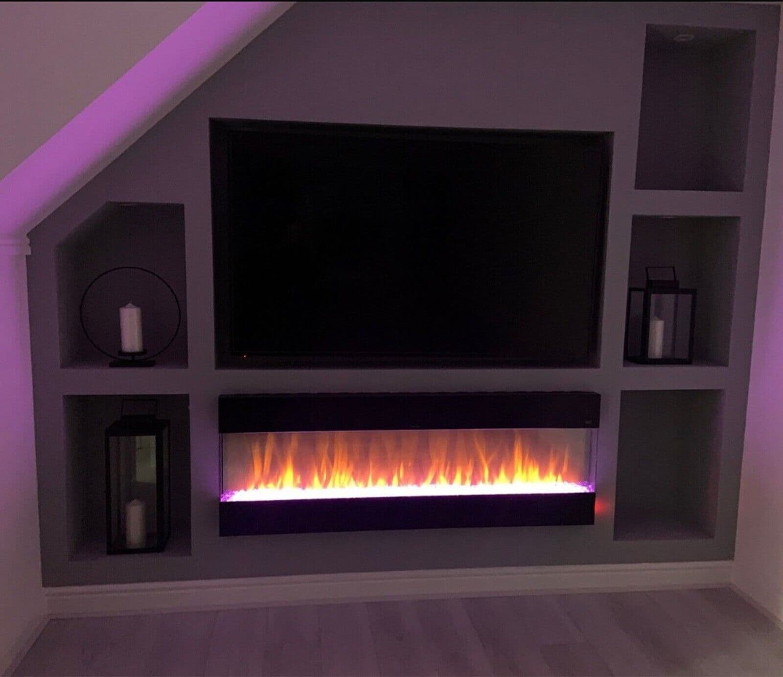 Mirage Fireplace Dimensions 50/60/72inch Electric Wall Fire 12 Flames