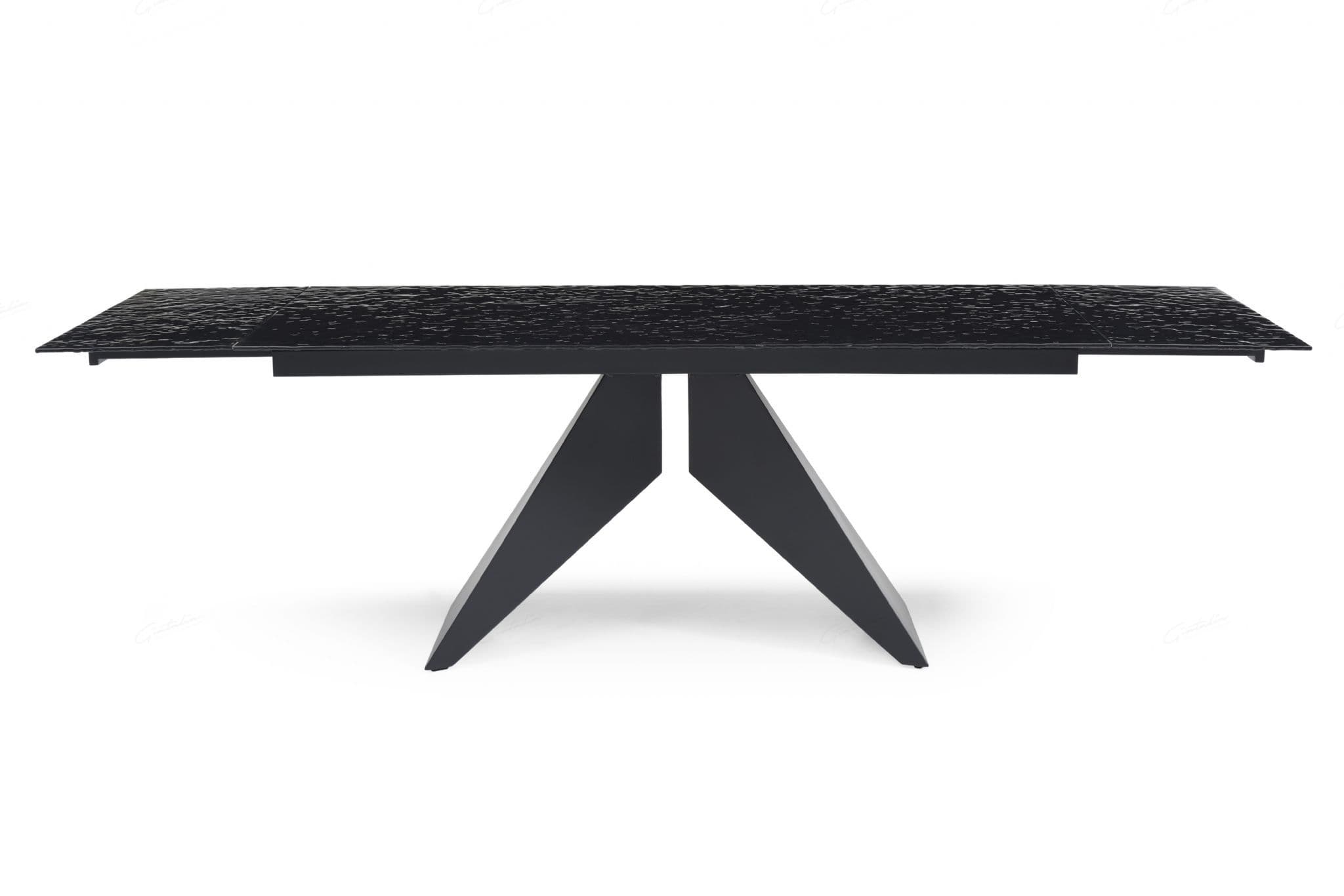 Silux Carbon Black Reinforced Glass 260cm Extending Dining Table
