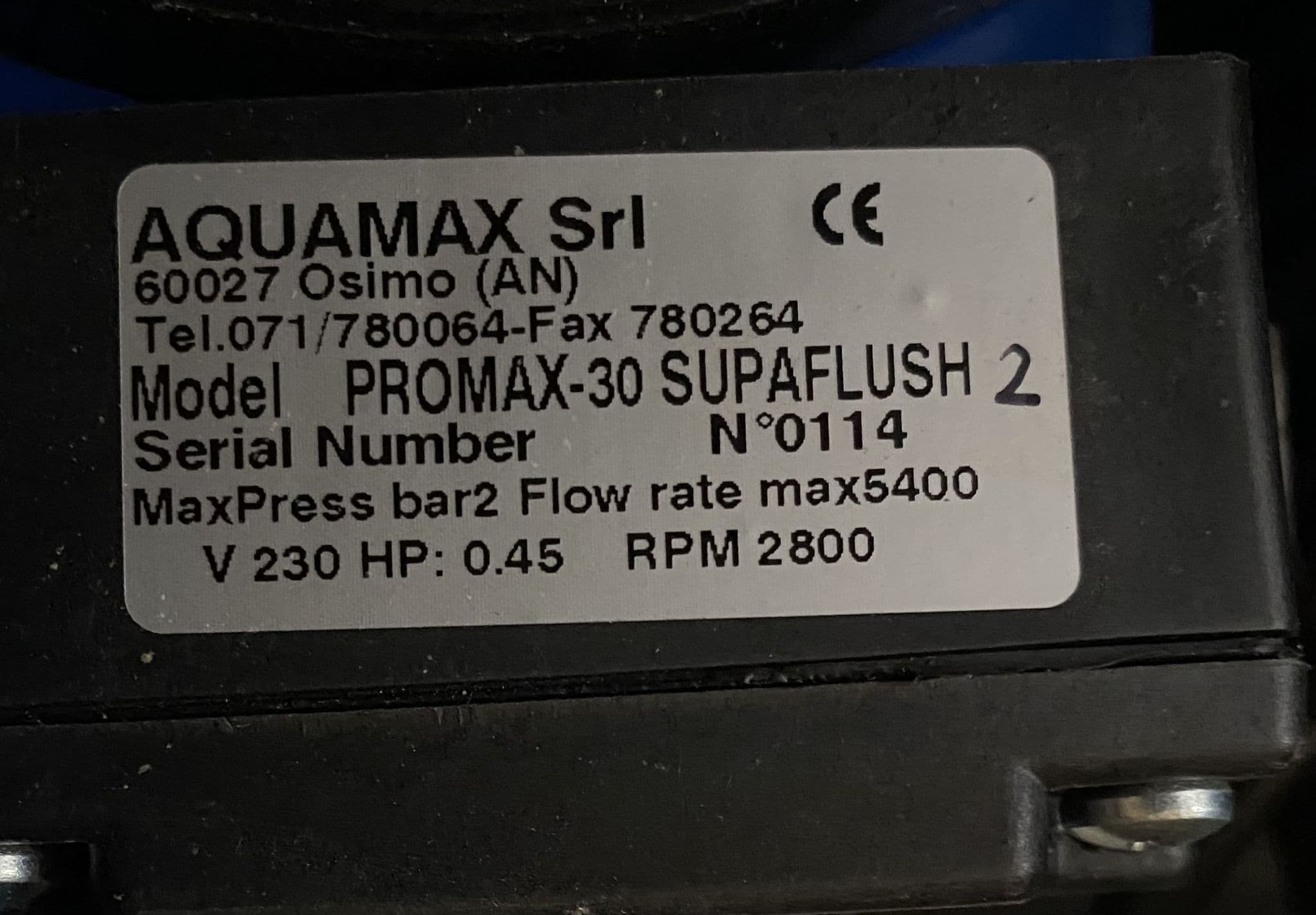 AQ 705 AQUAMAX ANTON POWER FLUSH MACHINE REPLACEMENT MOTOR