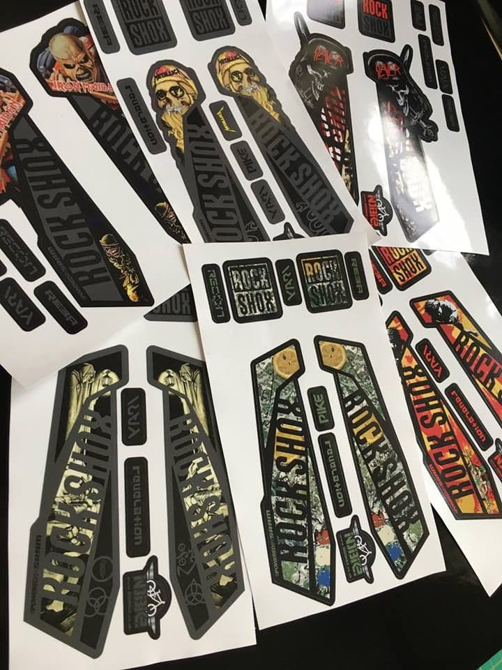 Rock Shox Fork Decals Iron Maiden Metallica Slayer Stone Roses Guns ...