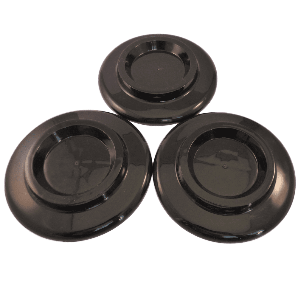 Castor Cups Black Plastic for larger grand wheels - set of 3