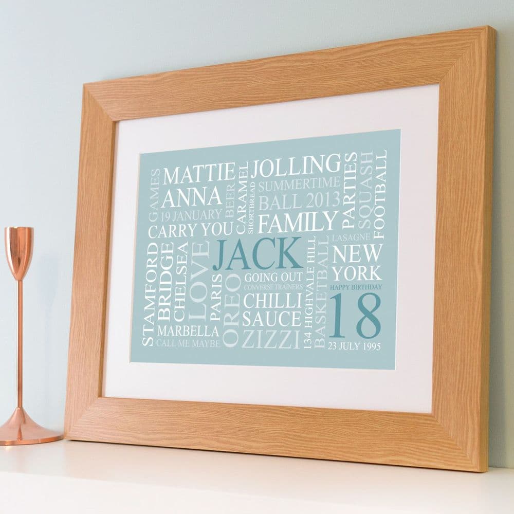 Personalised 18th Birthday Word Art