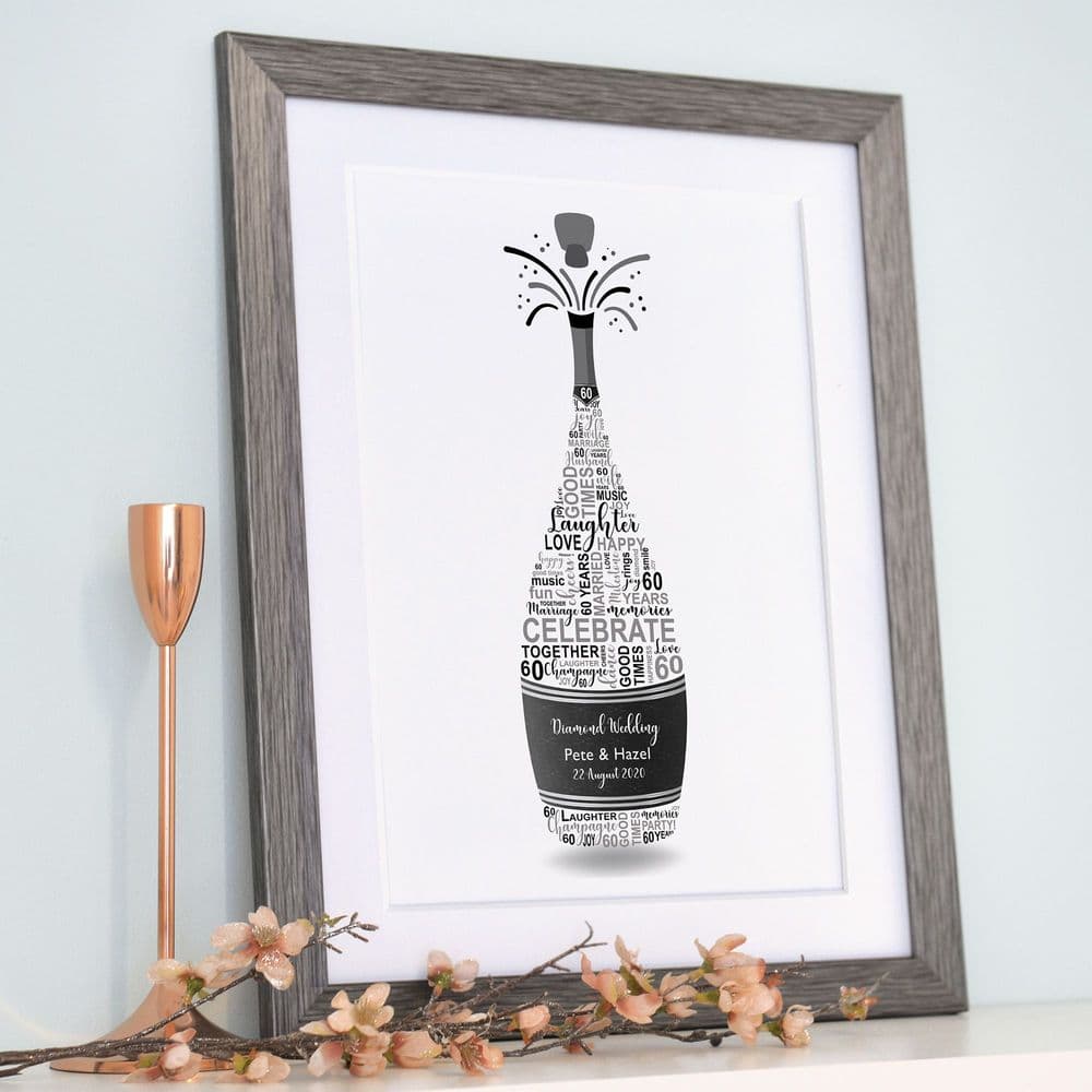 Personalised Diamond Anniversary Champagne Word Art