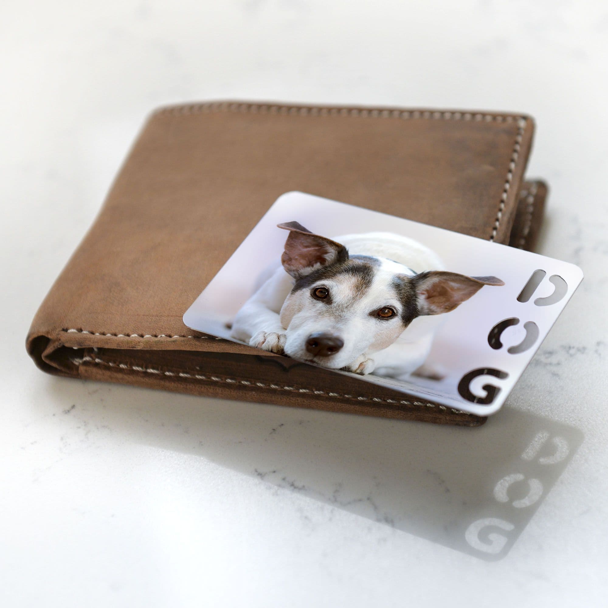 Personalised Photo With Dog Cut Out Metal Wallet Card