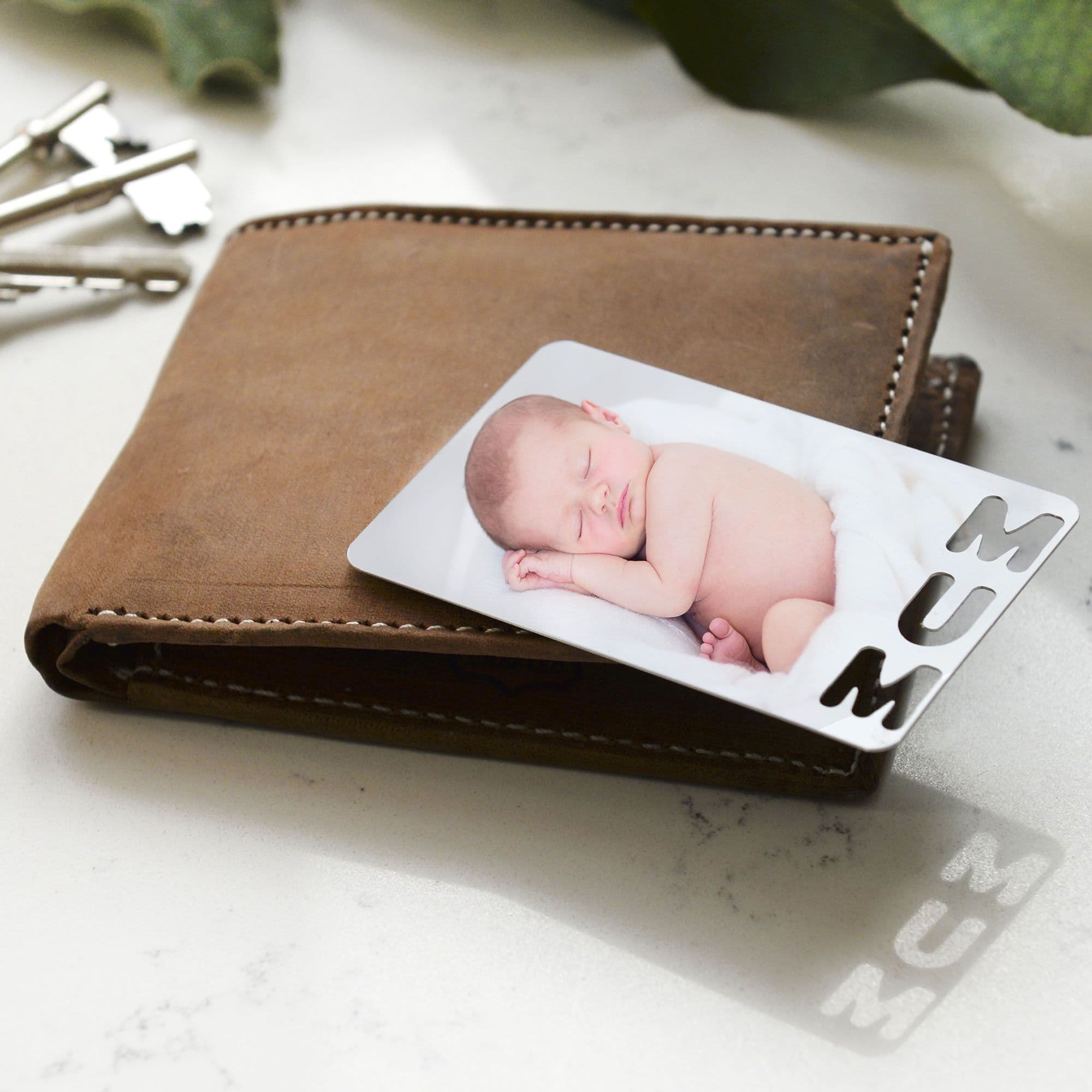 Personalised Photo With Mum Cut Out Metal Wallet Card