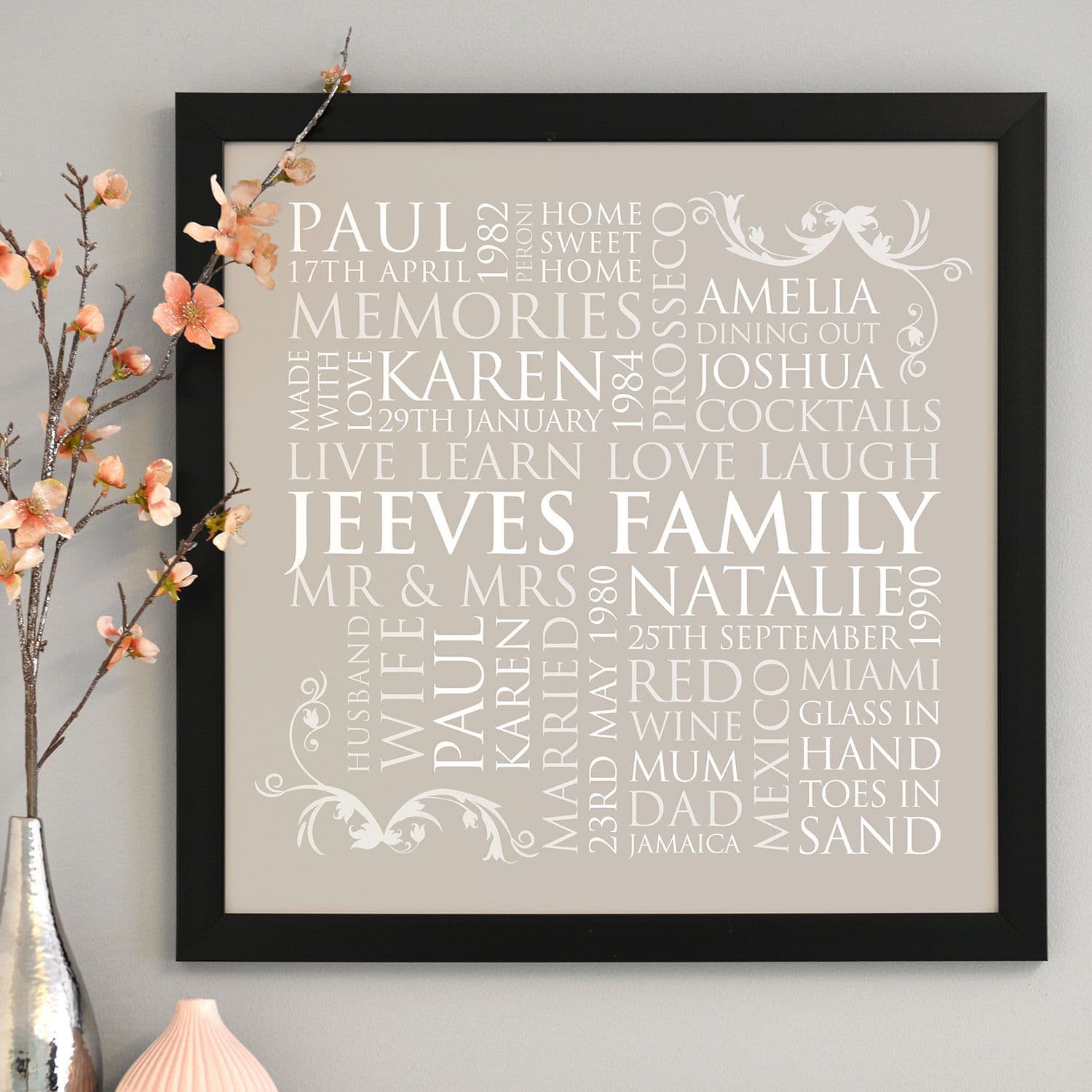 Personalised Square Family Word Art Print