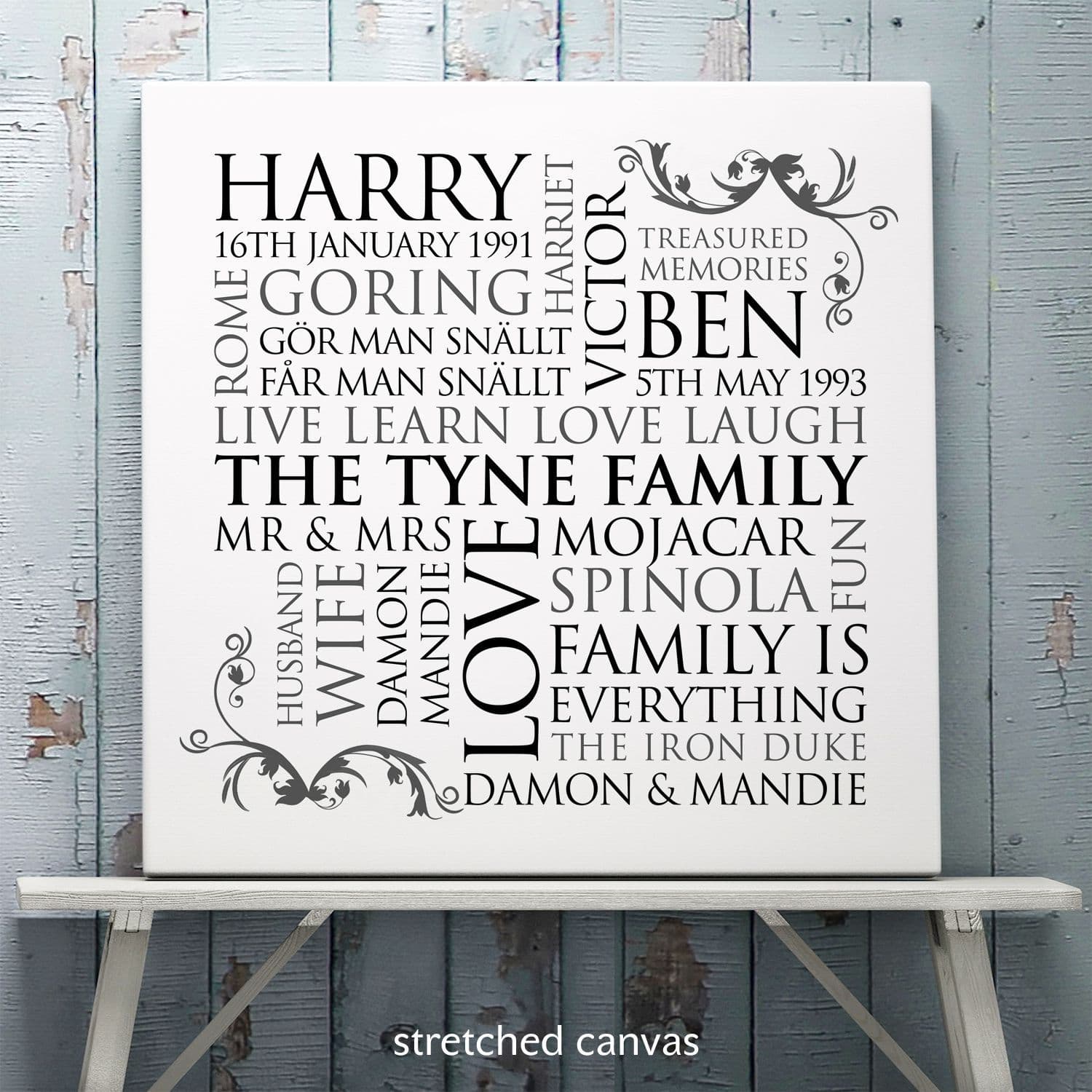 Personalised Square Family Word Art Print