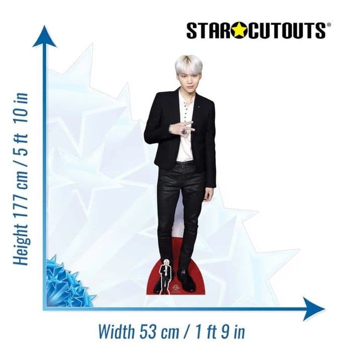 BTS BANGTAN BOYS SUGA IN BLACK JACKET LIFE SIZE CARDBOARD CUT OUT