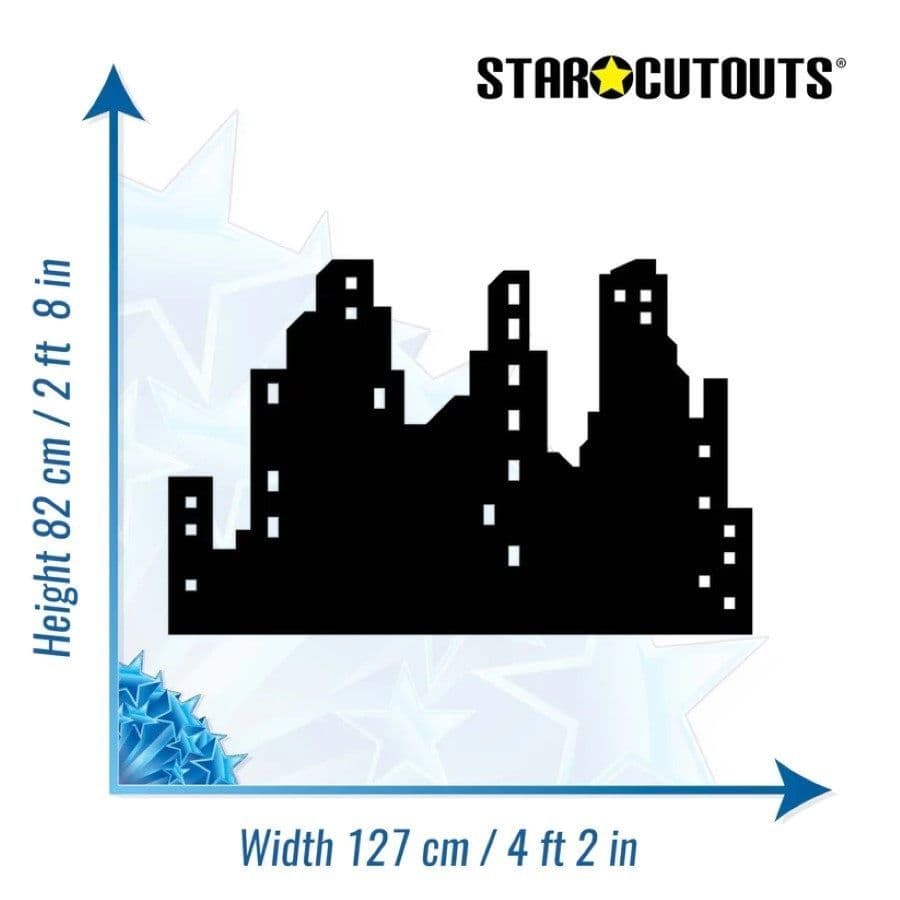 CITY SKYLINE BLACK SILHOUETTE BACKDROP SCENE CARDBOARD CUT OUT