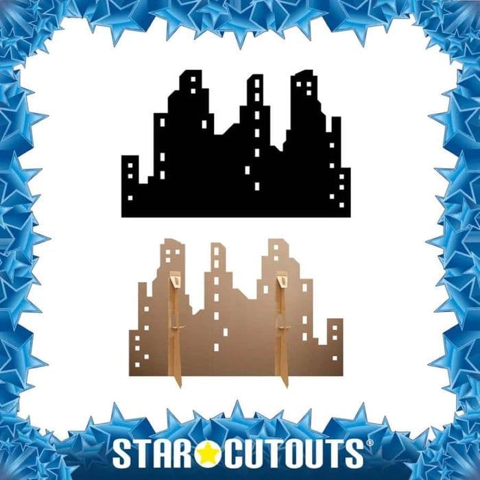 CITY SKYLINE BLACK SILHOUETTE BACKDROP SCENE CARDBOARD CUT OUT