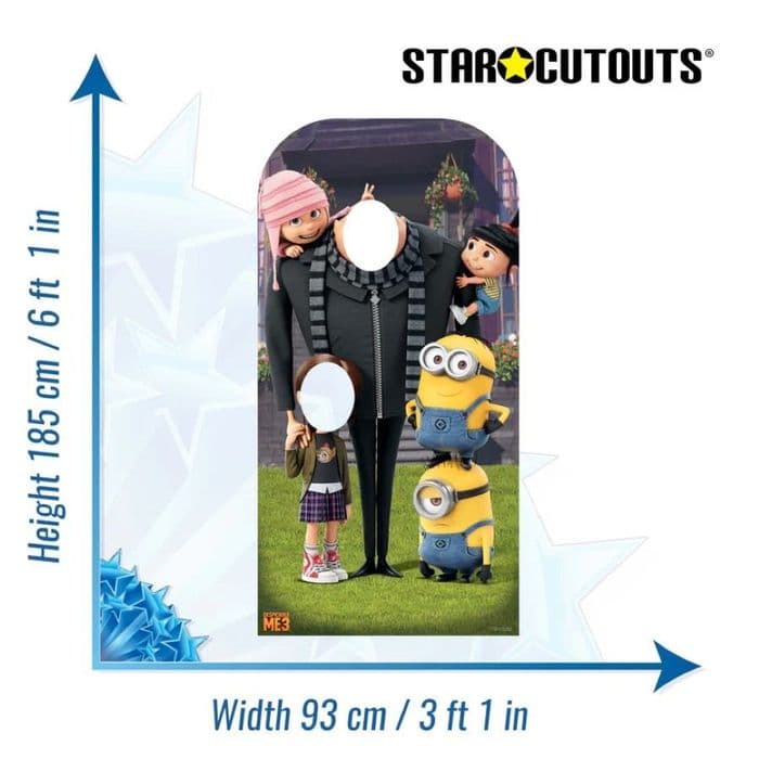 DESPICABLE ME ADULT AND CHILD LIFE SIZE STAND IN CARDBOARD CUT OUT