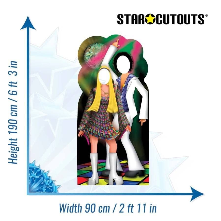 DISCO COUPLE STAND IN LIFE SIZE CARDBOARD CUT OUT