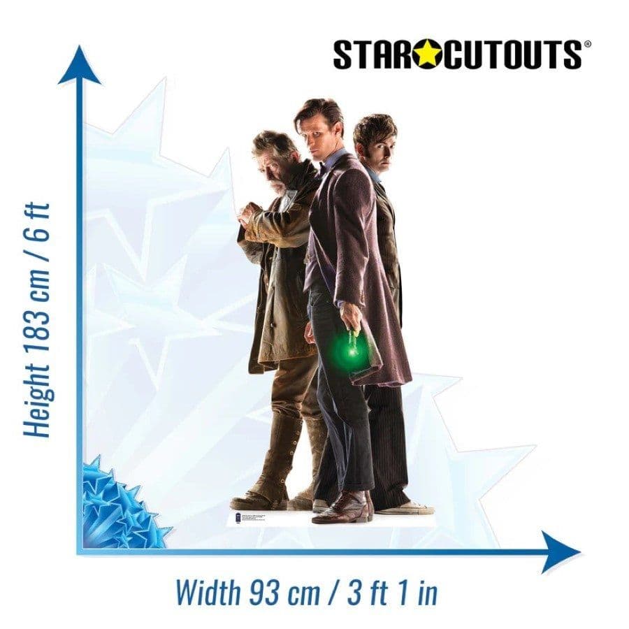 DOCTOR WHO 3 DOCTORS 50TH ANNIVERSARY LIFE SIZE CARDBOARD CUT OUT