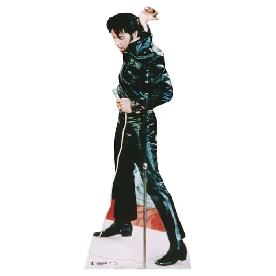 ELVIS PRESLEY IN BLACK LEATHER LIFE SIZE CARDBOARD CUT OUT