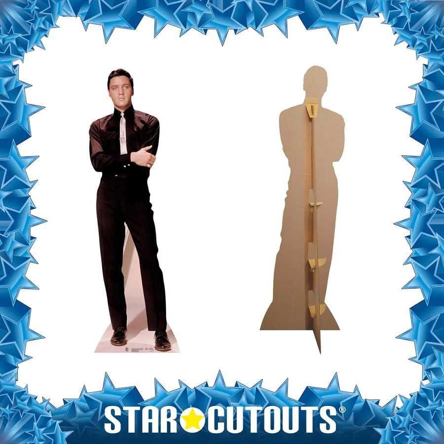 ELVIS PRESLEY IN BLACK SUIT WITH WHITE TIE LIFE SIZE CARDBOARD CUT OUT