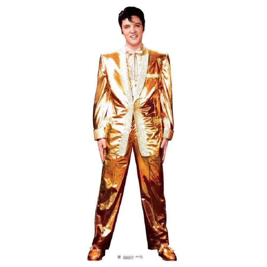 ELVIS PRESLEY IN GOLD SUIT LIFE SIZE CARDBOARD CUT OUT