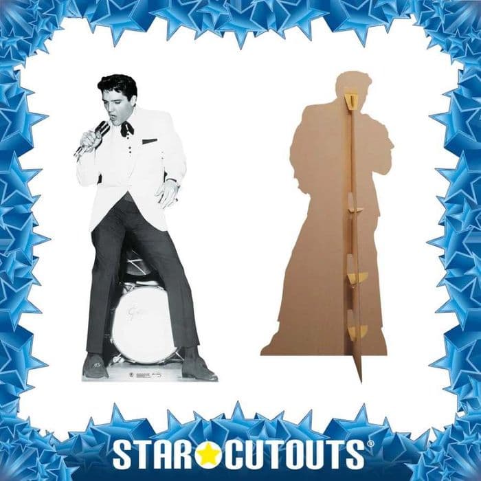 ELVIS PRESLEY IN WHITE JACKET LIFE SIZE CARDBOARD CUT OUT