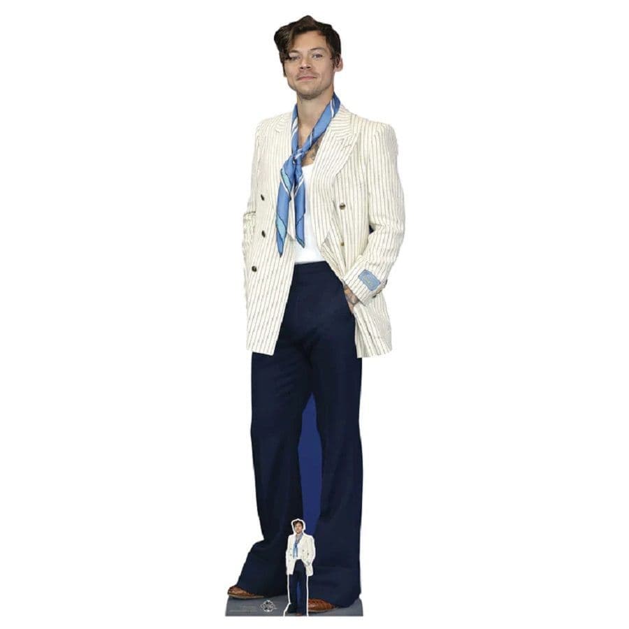 HARRY STYLES IN WHITE JACKET LIFE SIZE CARDBOARD CUT OUT