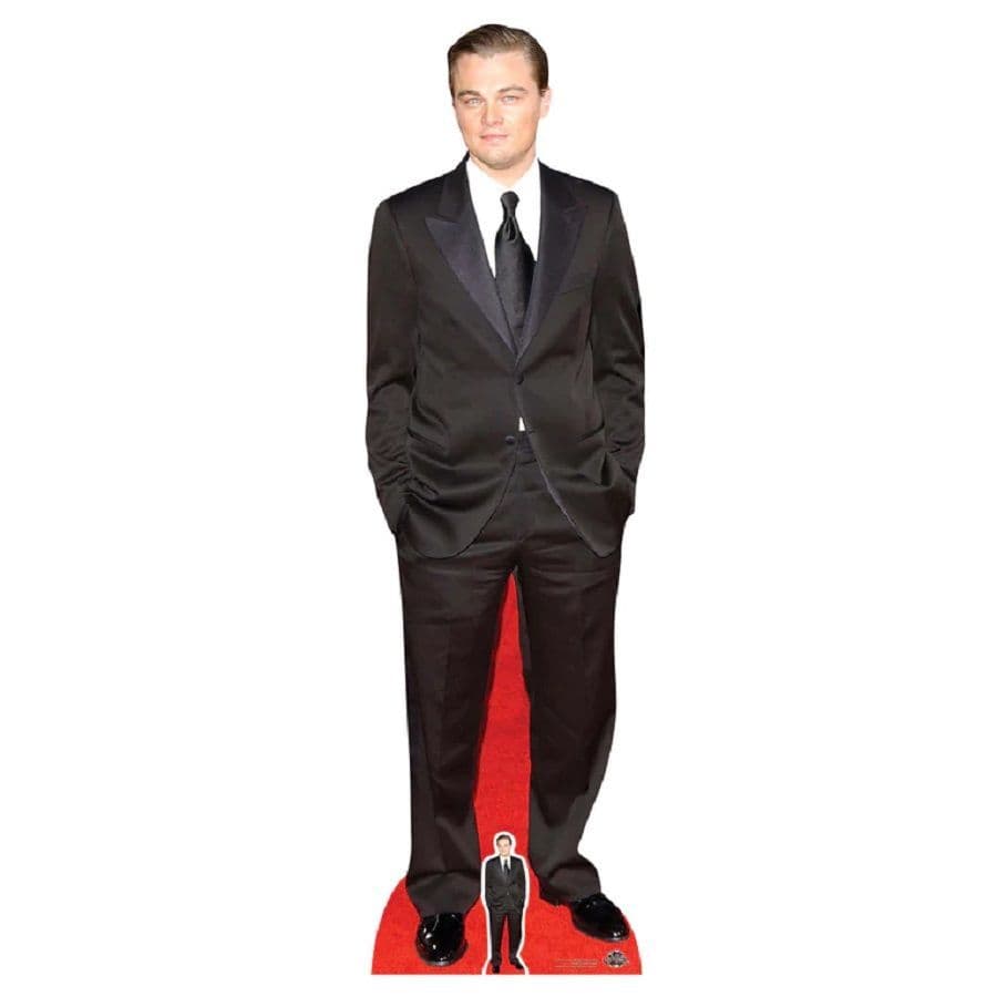 LEONARDO DICAPRIO IN BLACK SUIT LIFE SIZE CARDBOARD CUT OUT