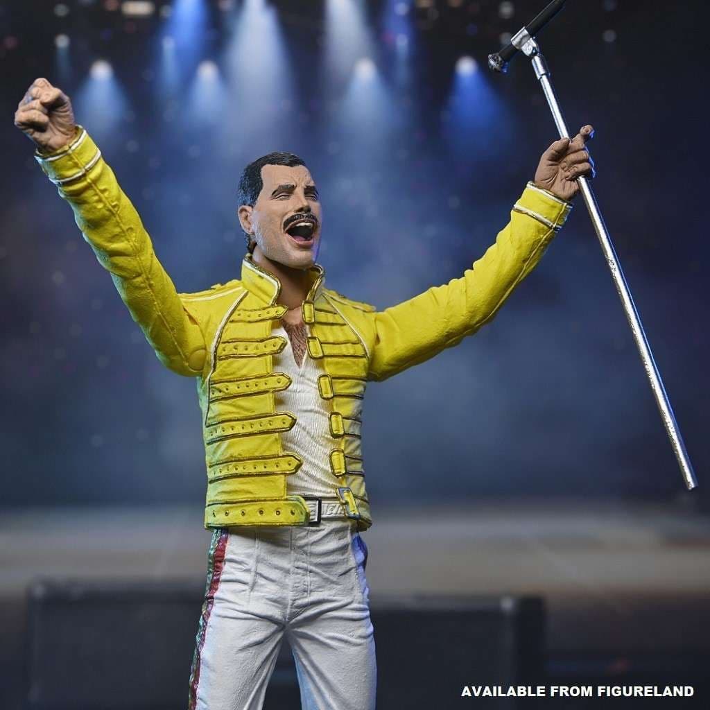 QUEEN FREDDIE MERCURY IN YELLOW JACKET 7 INCH SCALE ACTION FIGURE FROM NECA