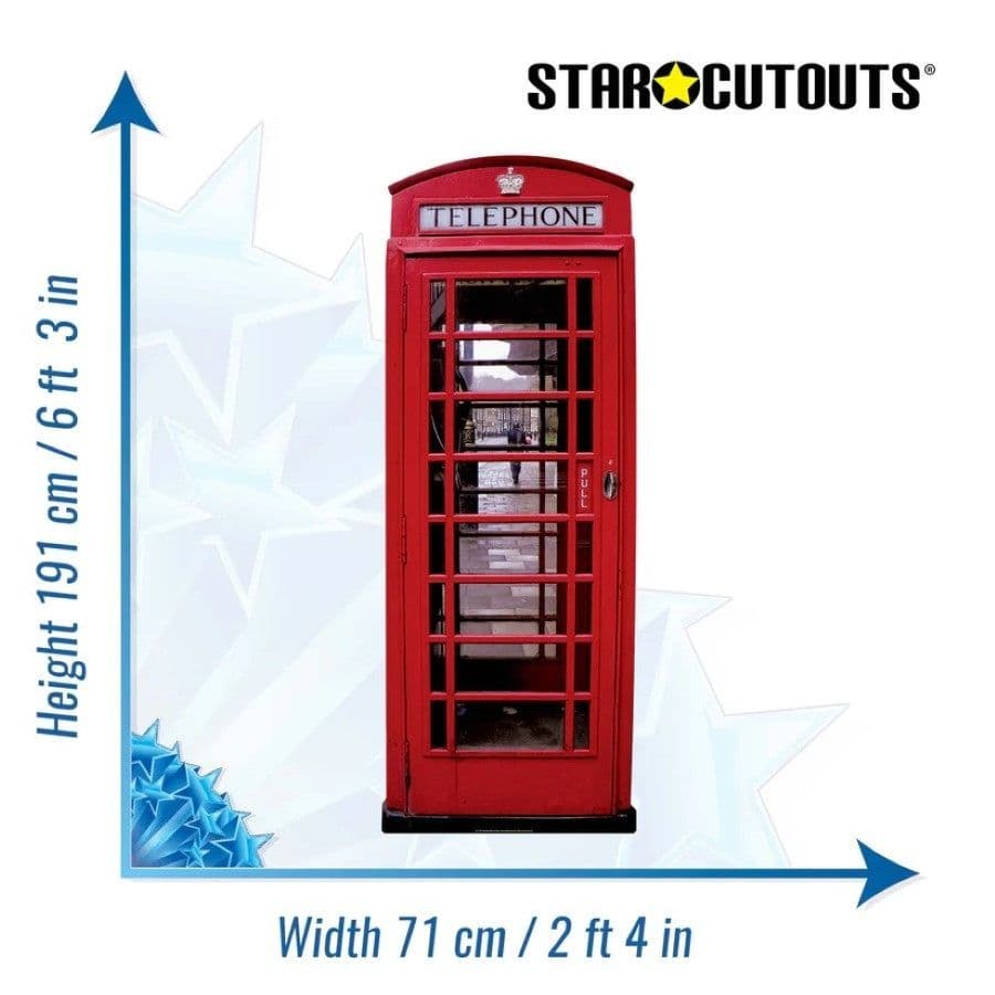 RED TELEPHONE BOX LANDMARK CARDBOARD CUT OUT