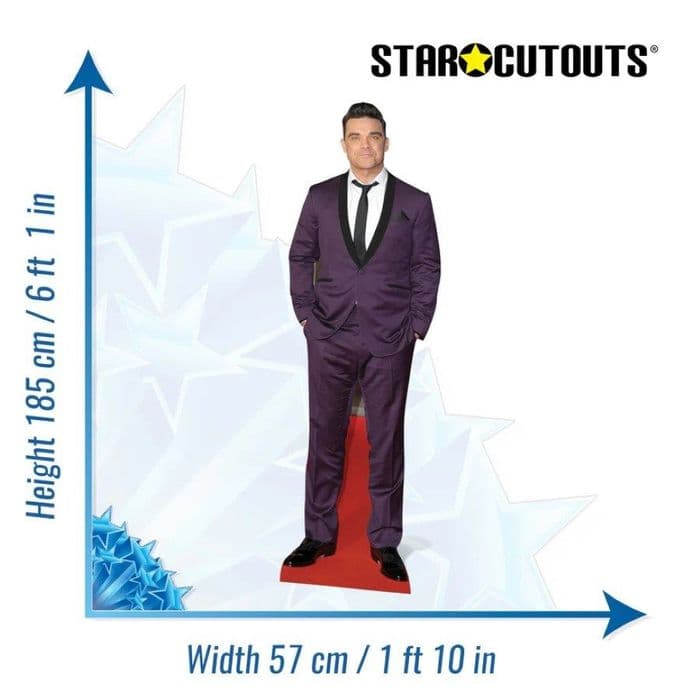 ROBBIE WILLIAMS IN PURPLE SUIT LIFE SIZE CARDBOARD CUT OUT