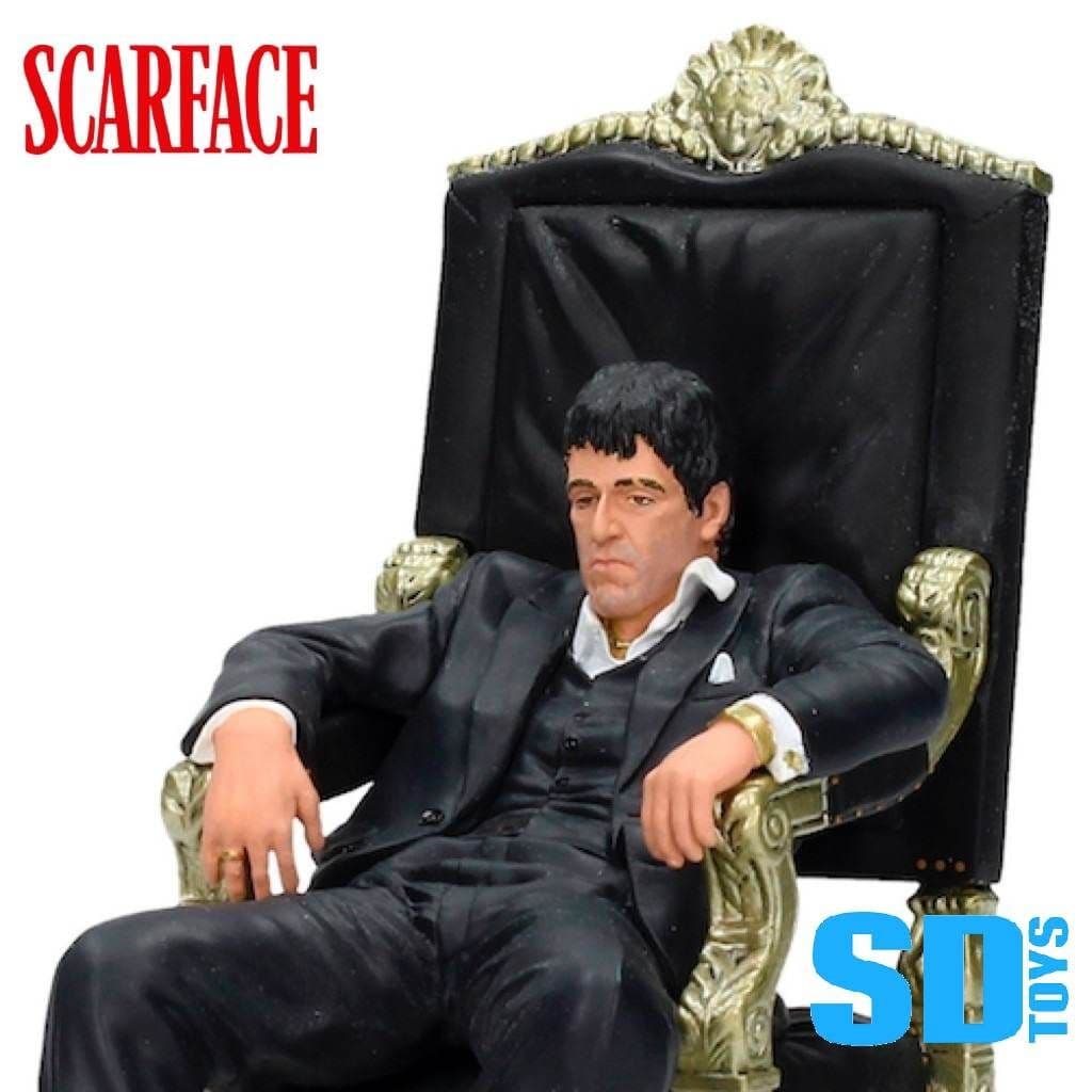 SCARFACE TONY MONTANA IN CHAIR MOVIE ICONS STATUE FROM SD TOYS