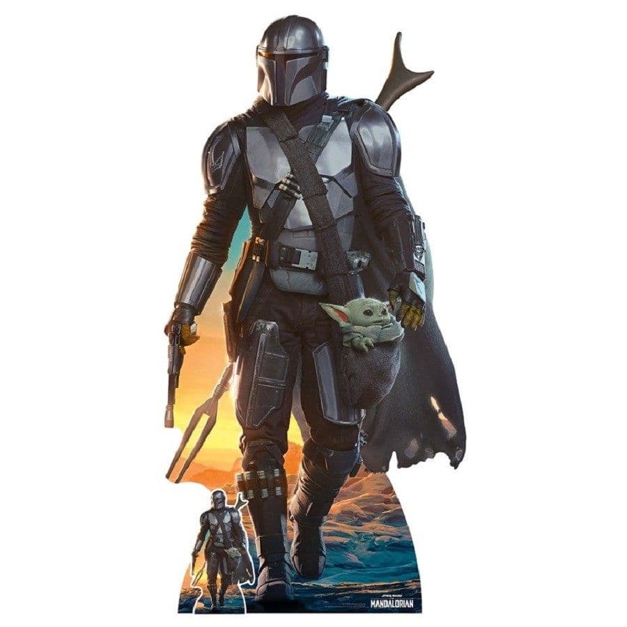 STAR WARS THE MANDALORIAN WITH CHILD ART STYLE LIFE SIZE CARDBOARD CUT OUT