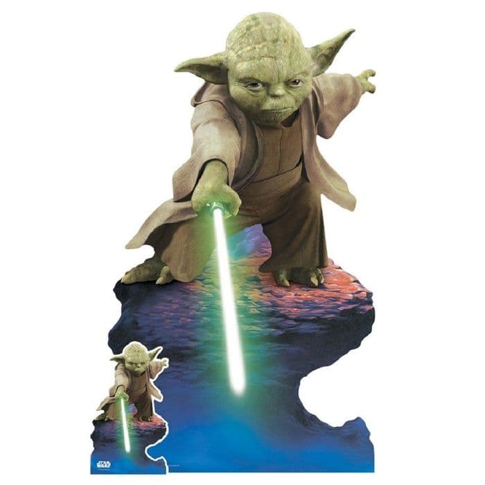 STAR WARS YODA WITH LIGHTSABER LIFE SIZE CARDBOARD CUT OUT