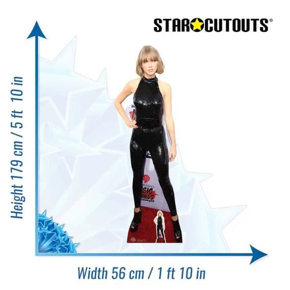 TAYLOR SWIFT IN BLACK CATSUIT LIFE SIZE CARDBOARD CUT OUT