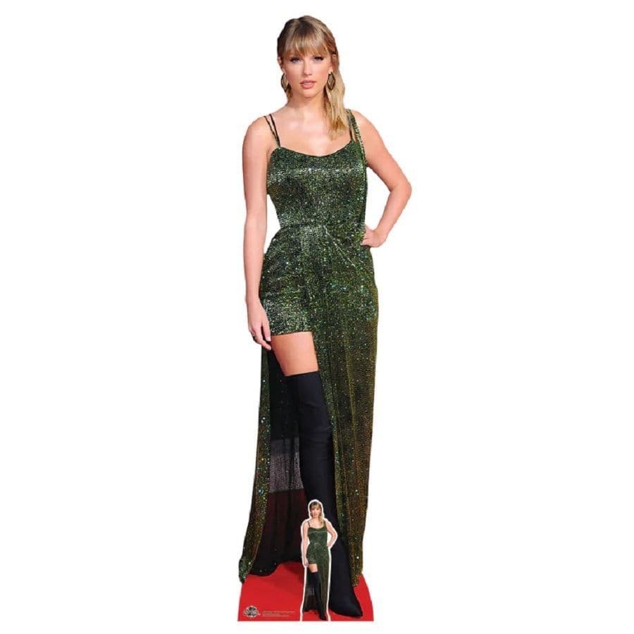 TAYLOR SWIFT IN LONG GREEN DRESS LIFE SIZE CARDBOARD CUT OUT