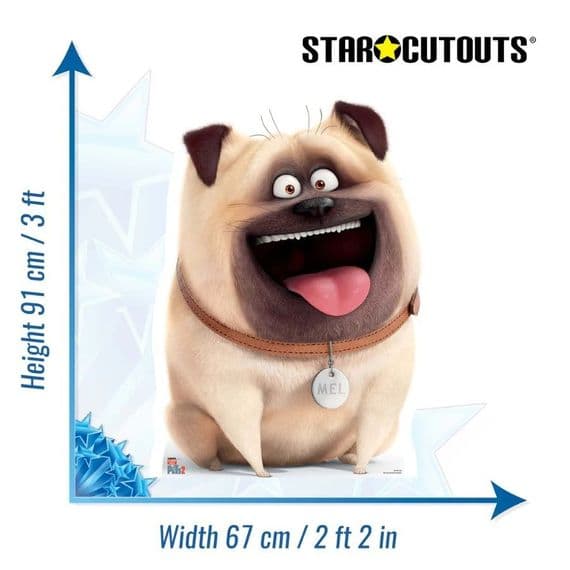 THE SECRET LIFE OF PETS MEL PUG DOG CARDBOARD CUT OUT