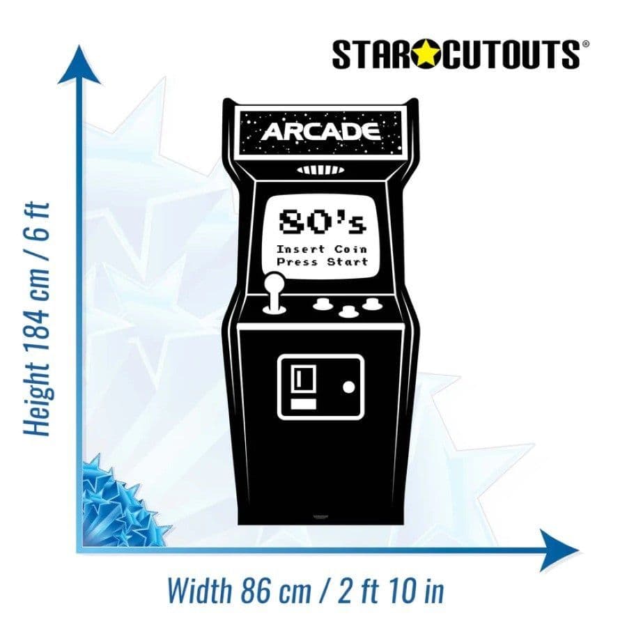 VIDEO ARCADE GOLDEN AGE BLACK AND WHITE LIFE SIZE CARDBOARD CUT OUT