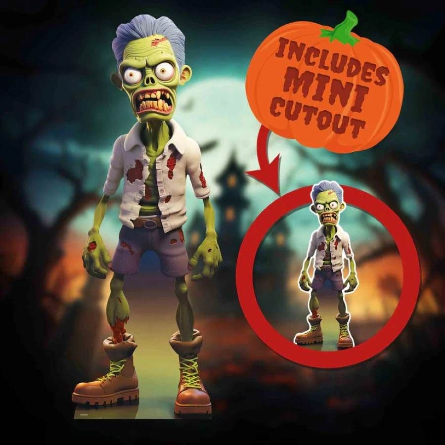 ZOMBIE CARTOON STYLE LIFE SIZE CARDBOARD CUT OUT