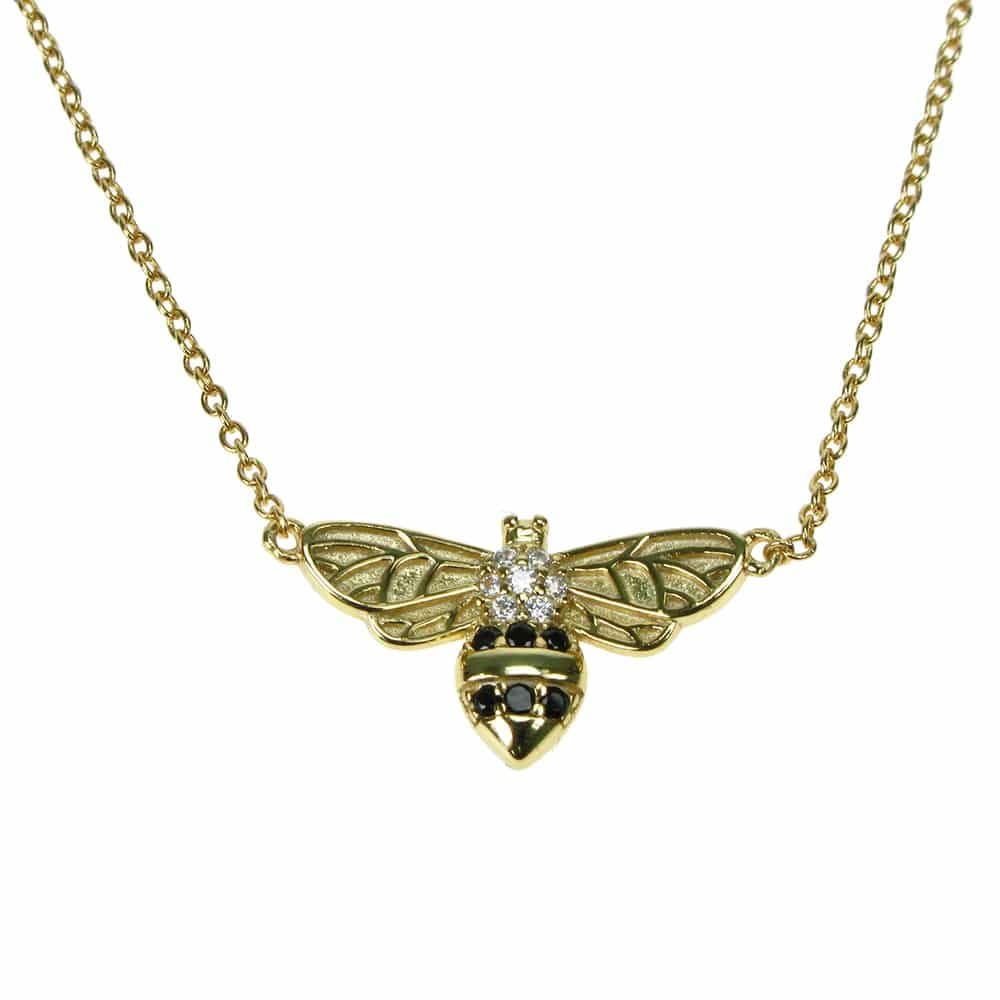 Zilver Designs Bee Necklace Gold Plated Sterling Silver