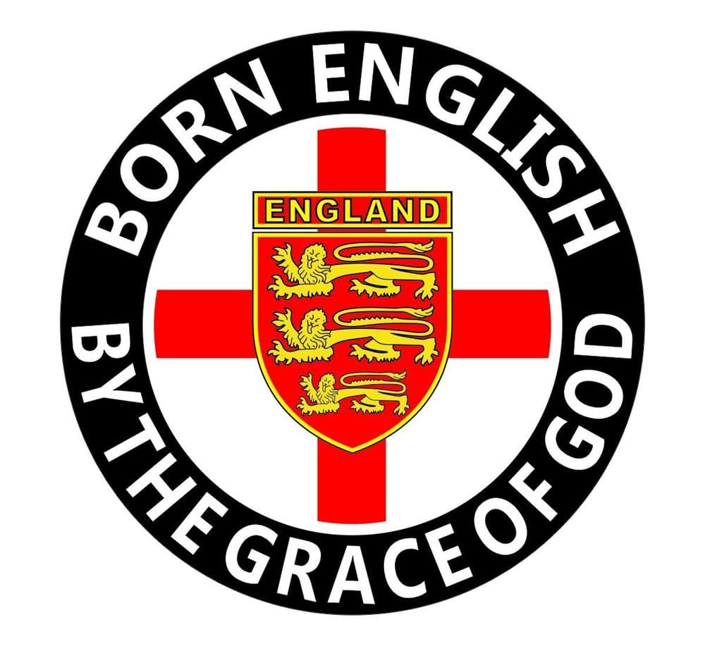 England Rear Window Sticker "Born English By the Grace of God"