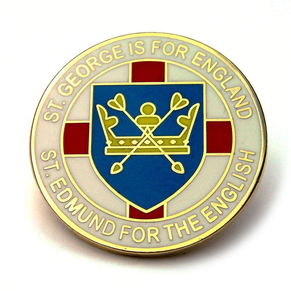 "St Edmund For The English" Lapel Badge - White