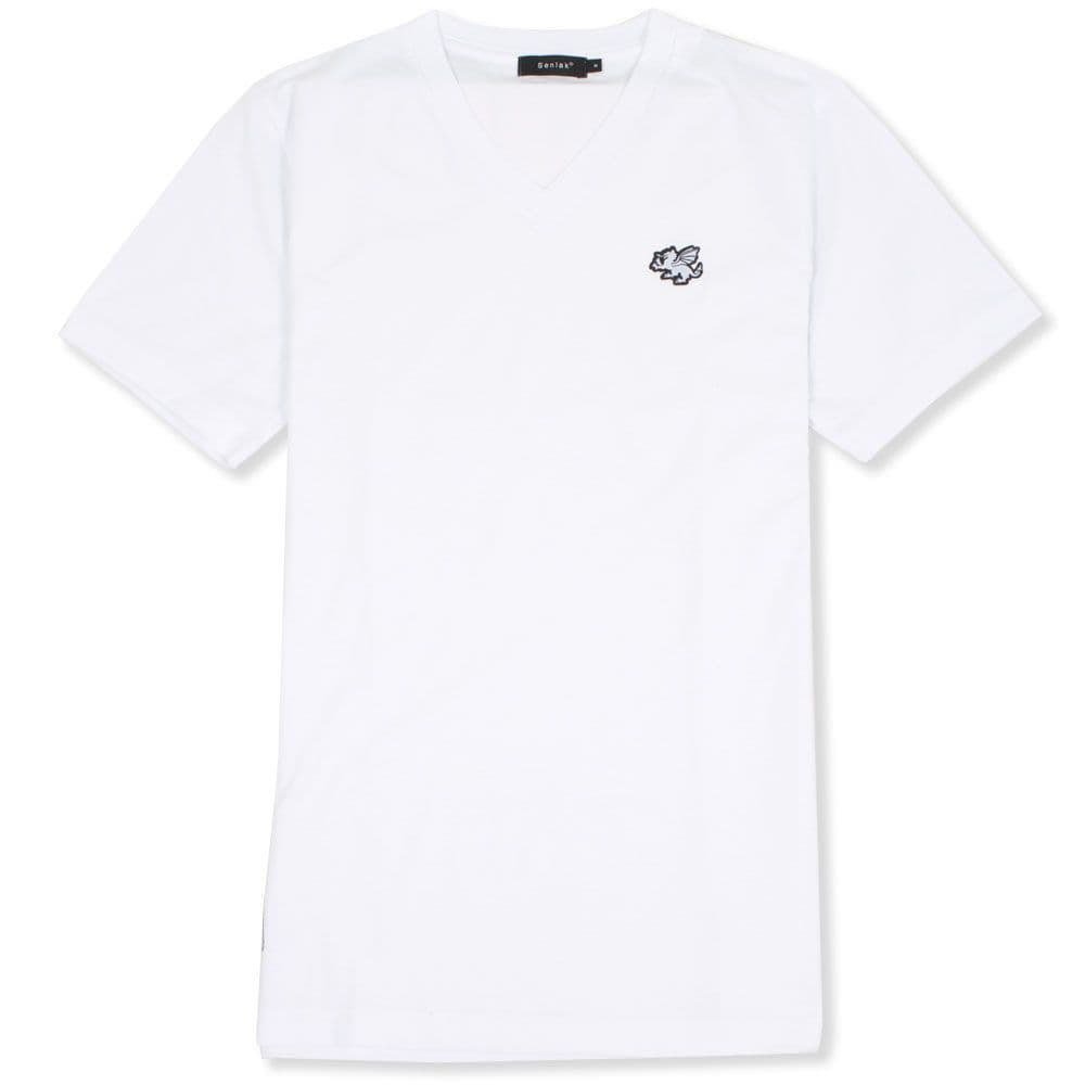 Senlak V-Neck Logo T-shirt - White