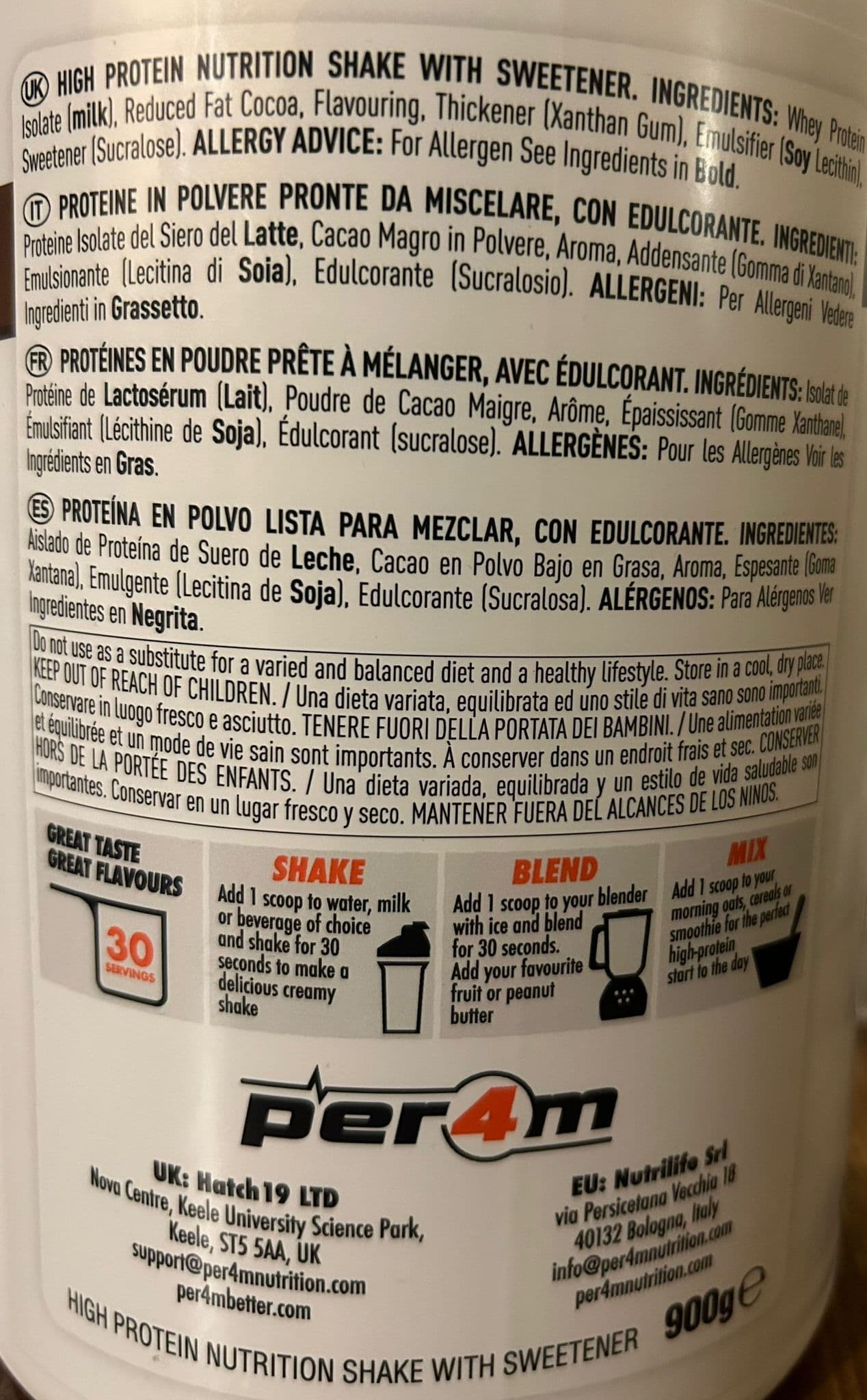 Per4m Isolate Zero Protein Powder 900g