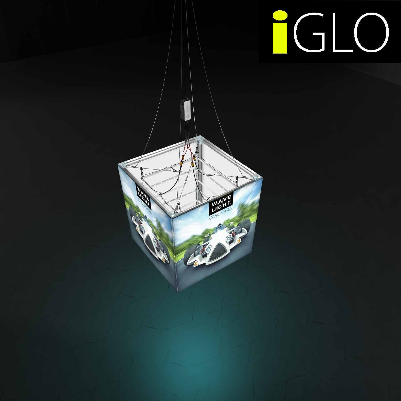 Backlit iGLO Wavelight Casonara Illuminated Hanging Sign For Exhibition ...