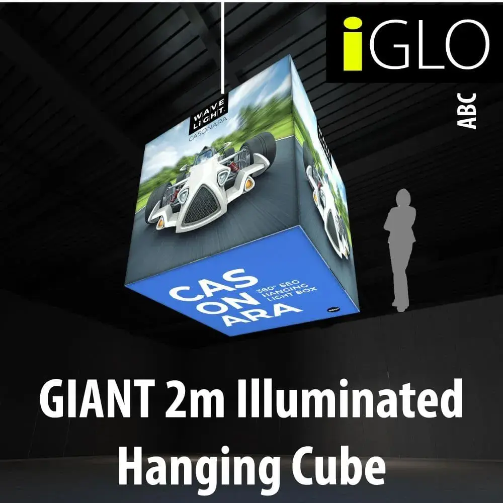 Backlit iGLO Wavelight Casonara Illuminated Hanging Sign For Exhibition ...