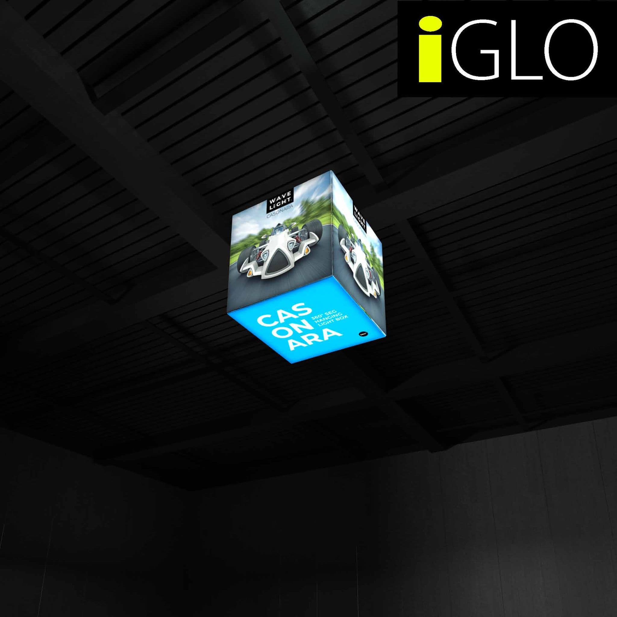 Backlit iGLO Wavelight Casonara Illuminated Hanging Sign For Exhibition ...