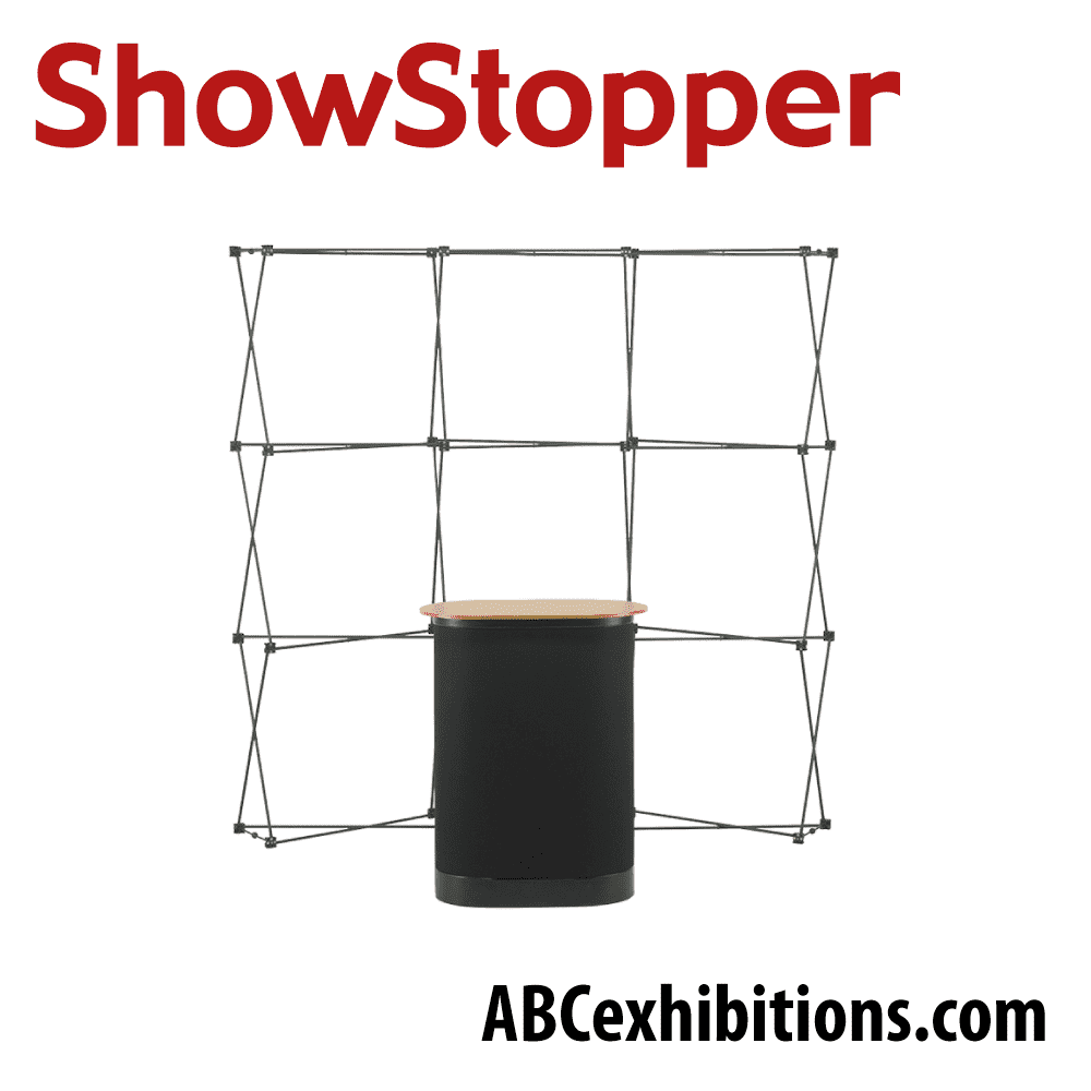 Showstopper curved pop up exhibition display stands 3x1, 3x2, 3x3, 3x4, 3x5
