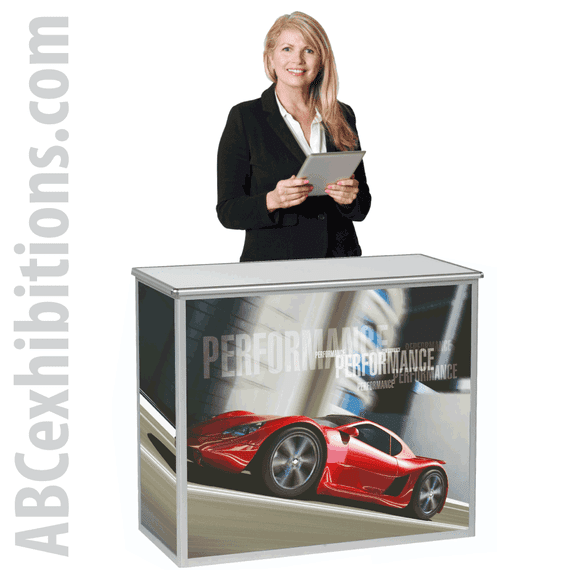 Exhibition counter with doors and storage